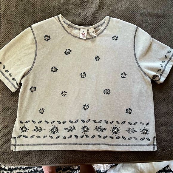 Koret | Tops | K Wear By Koret Tan Beaded Floral Top | Poshmark